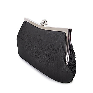 TrendsBlue Elegant Braided Pleated Glitter Rhinestone Clutch Evening Bag, Black