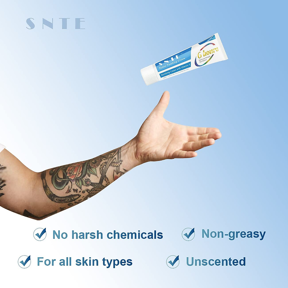 Tattoo Numbing Cream, ( 1.41Oz ) 6 - 8 Hours Painless Tattoo Numbing Cream, Numbing Cream with Aloe Vera, Vitamin E, Lecithin