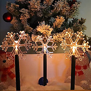 5 Pack Christmas Snowflake Pathway Lights Battery Operated with Timer 6.3 Ft Total Outdoor Waterproof Landscape Lights Christmas Decorations for Pathway Garden Walkway Yard Lawn Patio (Warm White)