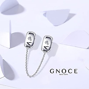 GNOCE "Love Safety Chain Charms 925 Sterling Silver Connection Chain Charms Engraved with Love Safety Chain Fit All Bracelet for Protect and Extend Your Bracelet