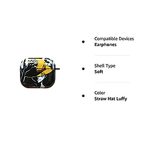 Airpods 3 Case 3rd Generation Airpods 3D Fashion Cute Cartoon Character Theme Design Protective case, Suitable for Airpods 3 Wireless Charging, with Keychain Airpods 3 case (Straw Hat Luffy)