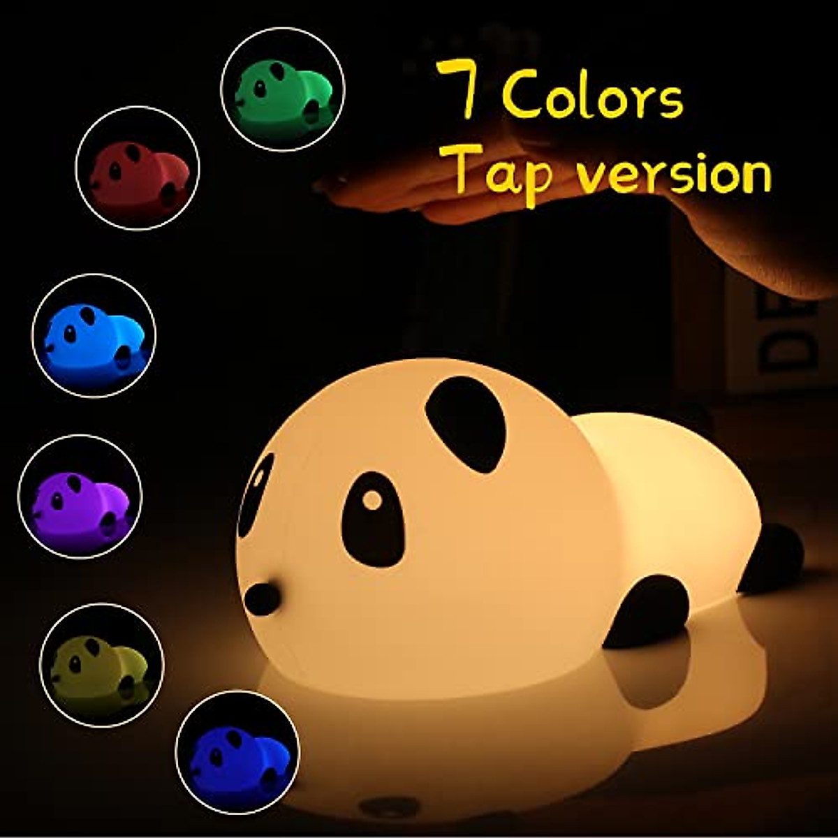 SALUOKE Nursery Night Light 7-Color: Silicone Squishy NightLights for Kids with USB Rechargeable Cute Baby Light Decorative Room Lamp - Gifts for Children Toddler