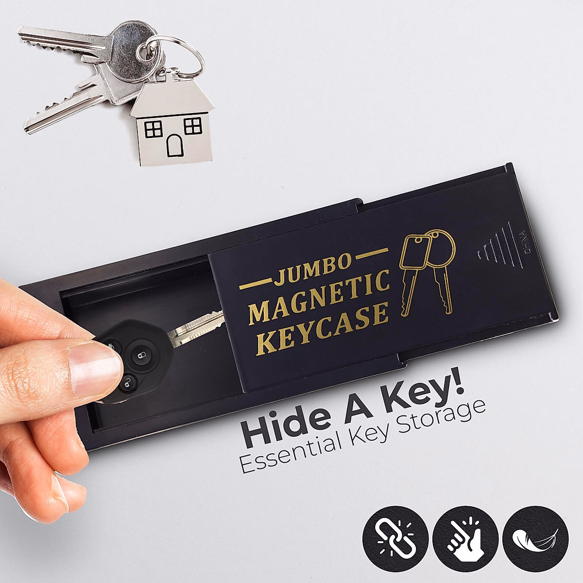 Hide A Key Magnetic Key Holder Under Car - Hide A Key for Your Car So You Never Lock Out - Plastic Magnet Key Hider to Store a Spare Key for Your Home, Storage, Office, or Vehicle - 3 pack - by RamPro