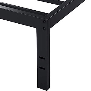 PrimaSleep 18 Inch Tall Metal Bed Frame/Dura Steel Slat/Anti-Slip Support/No Box Spring Needed, Queen, Black