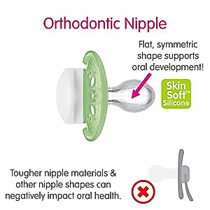 MAM Night Pacifiers (2 Count), MAM Pacifiers 6+ Months, Best Pacifier for Breastfed Babies, Glow in The Dark Pacifier, Baby Unisex Pacifier, 6-16- 2 Count (Pack of 1)