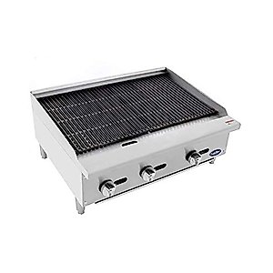 CookRite ATRC-36 Natural Gas Radiant Commercial Charbroiler Heavy Duty BBQ Grill Broiler - 105,000 BTU