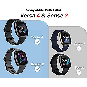 Witzon Compatible with Clear Fitbit Versa 4 Screen Protector/Sense 2 Case Covers, Shorb-Absorbing Soft TPU Replacement Screen Cover, Ultra Thin Bumper Smartwatch Versa 4 Protective Case Women Men