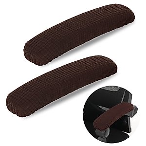 TIESOME Office Chair Arm Armrest Covers, 2Pcs Stretchable Polyester Office Chair Protector Covers Relieves Elbow Discomfort (Length-40cm) (Coffee)