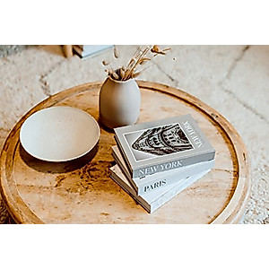 Dual Display Large Premium Decorative Books with Blank Pages, Removable Dust Covers, Wooden Bead Garland and Twine - Set of 3 (Grey) - Neutral and Modern Decorative Book Stack for Home Decor - Fashion Designer Display Books, Faux Books - for Decoration, B