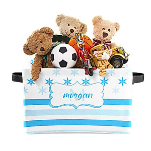 ZAACUSTOM Personalized Storage Bins with Name for Organizing Babys Boys and Girls Toys, Custom Kids Storage Basket Boxes Cubes Organizer with Handles for Shelf Closet Nursery, 1 Pack