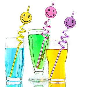 24 pcs Smile Party Decorations Straws One Happy Dude Birthday Party,Happy Pastel Party,Bachelorette Party,Baby Shower