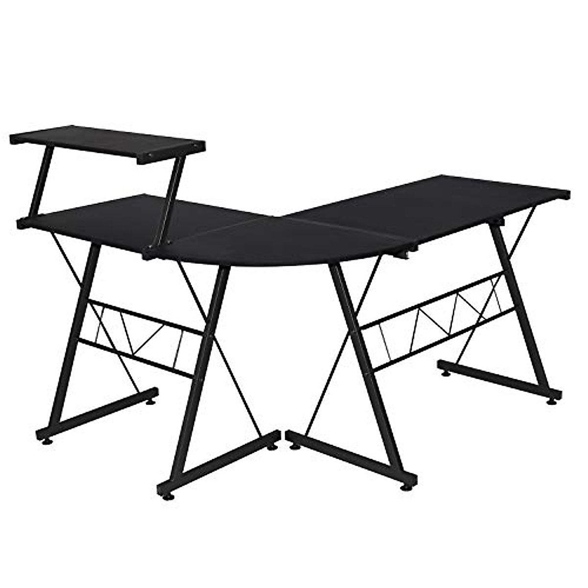 Corner Wood L-Shape Computer Workstation Desk 3 Piece Adjustable Two-Way Shelf Set up