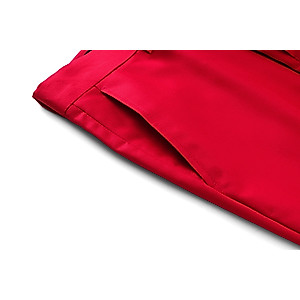 MOGU Mens Slim Fit Suit 2 Piece Tuxedo for Daily Business Wedding Party (Suit Jacket + Pants) US Size Blazer 40/Pants 36 Red