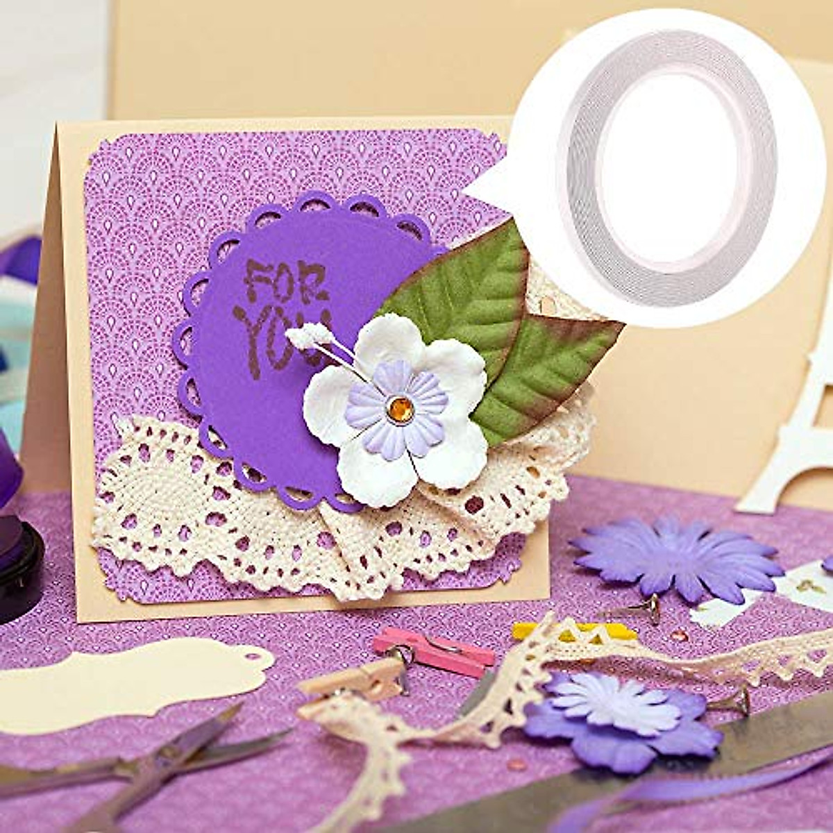 BYUEE 3 Rolls 0.4" x 30 Yards Double Sided Adhesive Sticky Tape for Crafts, Scrapbooking, Photography, Scrapbook Paper, Rubber Stamps, Card Making, Gift Wrapping, DIY, Arts, Office & Home Supplies