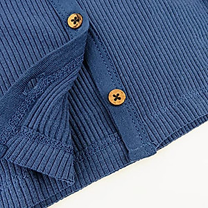 HonestBaby Girls 2-Piece Organic Cotton Dress and Cardigan Set, Dip Dye Pink and Navy, Newborn