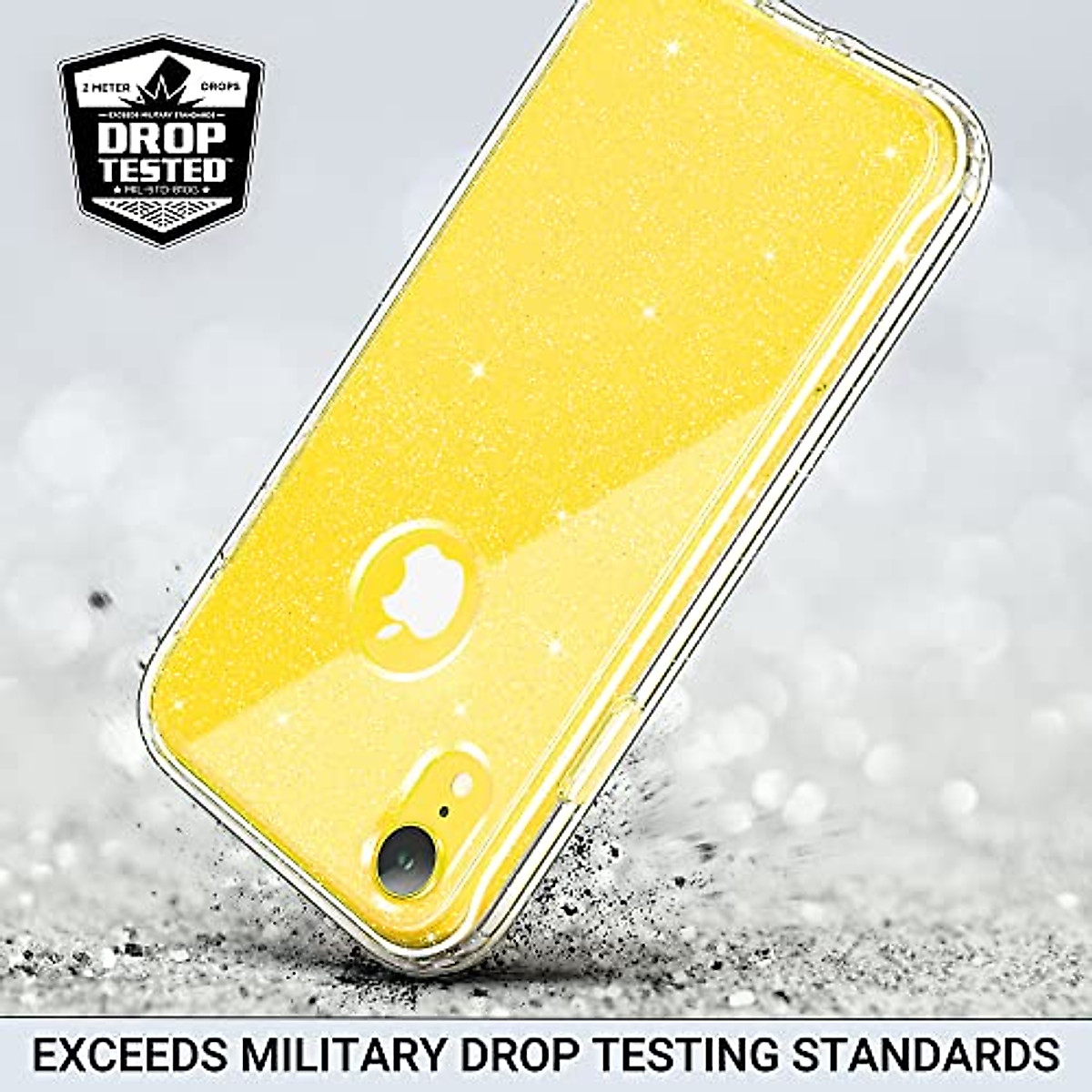 ULAK Compatible with iPhone XR Case Clear Glitter for Women Girls, Hybrid Hard PC Back Cover with Protective Bumper Anti-Scratch Shockproof Phone Case for iPhone XR 6.1 inch, Sparkle