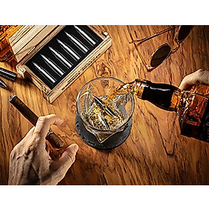 Whiskey Stone Bullets Gift Set - Stainless Steel Bullet shaped Whiskey Stones in a Wooden Army Crate | Reusable Bullet Ice Cube for Whiskey | Whiskey Gift Set for Men, Dad, Husband, Boyfriend (Silver)