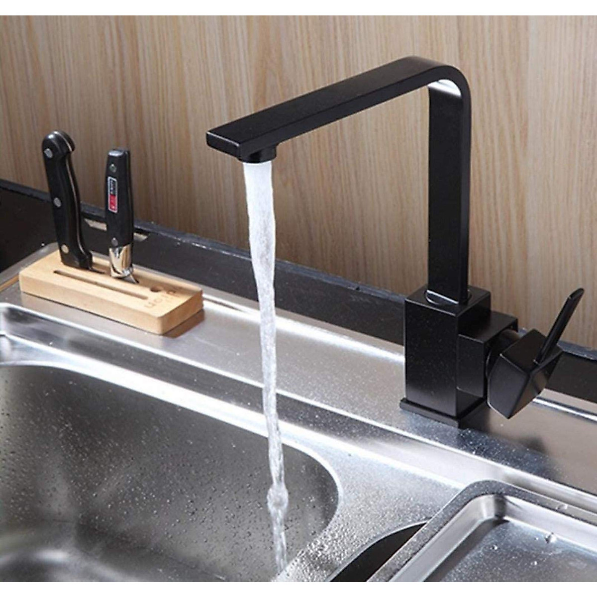 Bathtub Upgraded Best Modern Hot & Cold Mixer Single Lever Single Handle Kitchen Sink Tap, matt Black Finish Monobloc Kitchen Taps