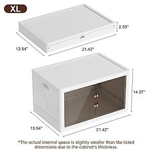 JOYMOOP Folding Storage Bins Organizer, 49.6 Quart Collapsible Storage Box with Wheels and Door, Stackble Plastic Storage Container for Clothing, Books and Sundries (XL-12.4Gal-5Tiers, White)