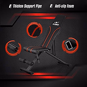 FLYBIRD Adjustable Bench,Utility Weight Bench for Full Body Workout- Multi-Purpose Foldable Incline Bench (Black)