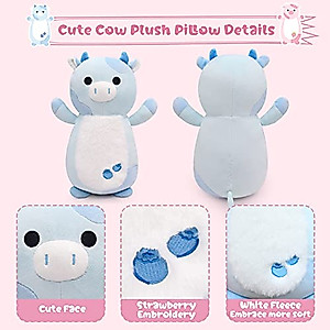 LMTGLDT Blueberry Cow Plush Pillow, Cow Stuffed Animal, Cute Blueberry Cow Plushie Blueberry Pillow, Soft Stuffed Plush Cow Blueberry Decor Gifts for Kids Christmas Birthday
