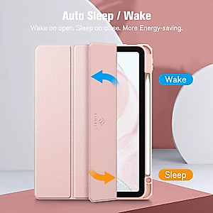 Fintie Hybrid Slim Case for iPad Air 11-inch M3 (2025) / M2 (2024), iPad Air 5th (2022) / 4th Generation (2020) 10.9 Inch - Shockproof Cover with Clear Back Shell & Pencil Holder, Rose Gold