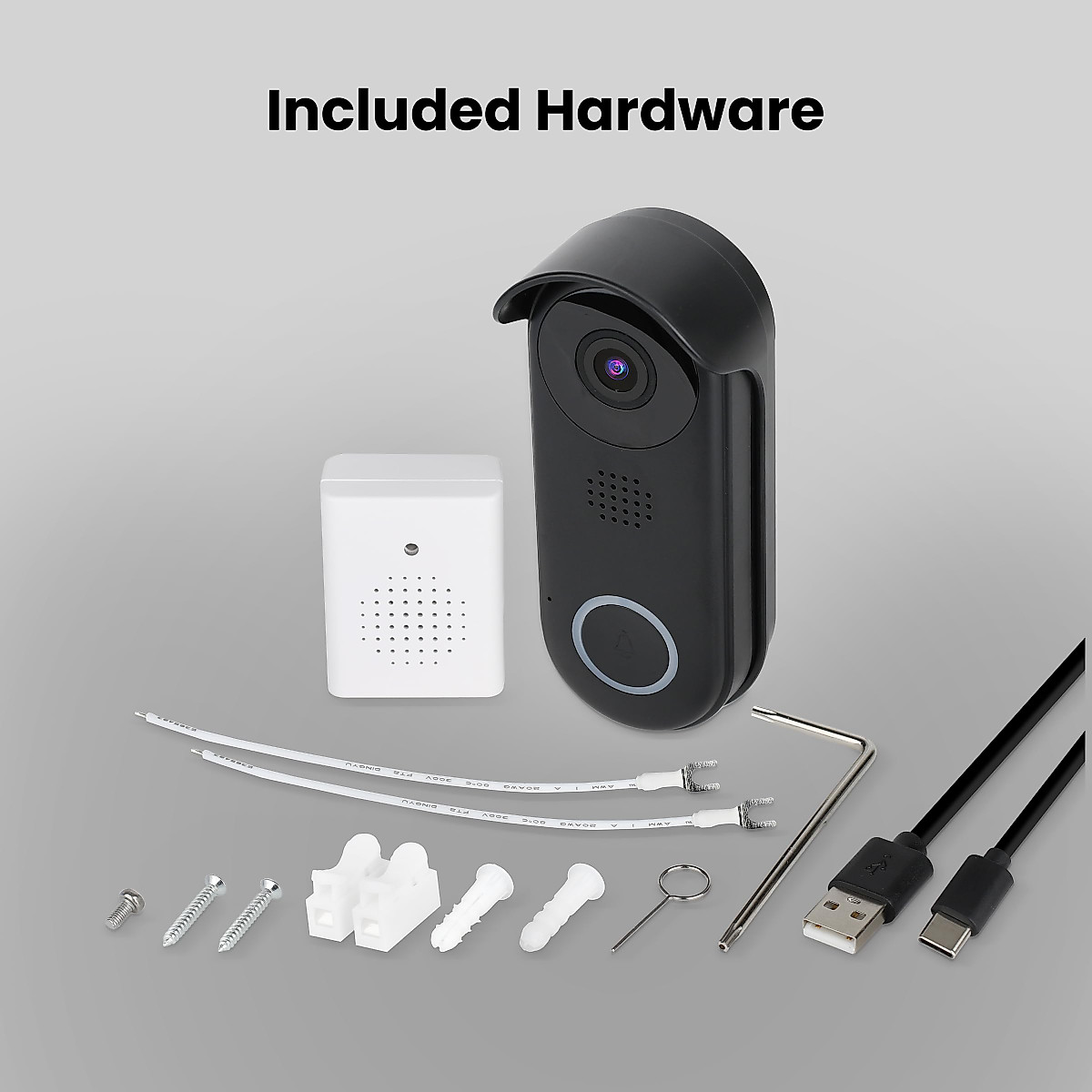 Feit Electric Doorbell Camera, Wireless Video Doorbell, 2.4 GHz WiFi, No Hub, Two-Way Audio, Motion Detection, Night Vision, 1080p HD, Micro SD Card Storage, Hardwired, CAM/Door/WiFi