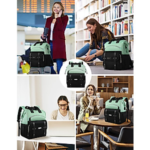 Laptop Backpack for Women, 15.6 Inch Computer Backpack Doctor Teacher Work Purse Bookbag, Wide Top Open College School Water Resistant Travel Casual Shoulder Bag with USB Charging Port RFID Anti Theft