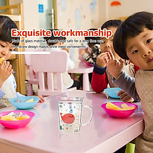 VOSAREA Decor 350ml Cartoon Glass Milk with Straw and Scale Whale Water Glass Mug Animal s Coffee Tea Juice Beverage Containers Cup