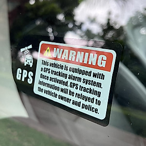 GOOYOGOO Warning GPS Tracking Stickers for Car, 4x2 Inch, Alarm System GPS Tracking Device,Anti-Theft,Static Stiackers Inside of The Window No Glue Required (4)