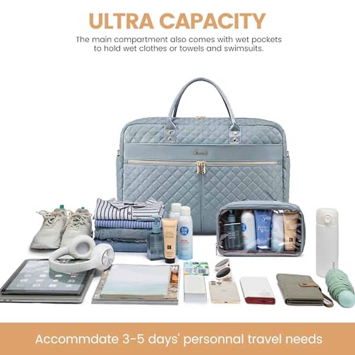 LOVEVOOK Travel Duffle Bag, Weekender Bag for Women with Toiletry Bag Shoe Bag, Carry on Overnight Bag with Laptop Compartment, Gym Duffel Bag with Wet Pocket, Hospital Bag for Labor and Delivery