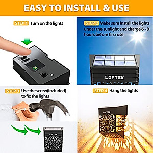 LOFTEK Solar Deck Lights, 8 Pack Solar Fence Lights, Outdoor Garden Decorative Lights, Dusk to Dawn, Waterproof, Fence Post Solar Wall Light for Railing, Patio, Pool, Backyard, Stair, Step, Warm White