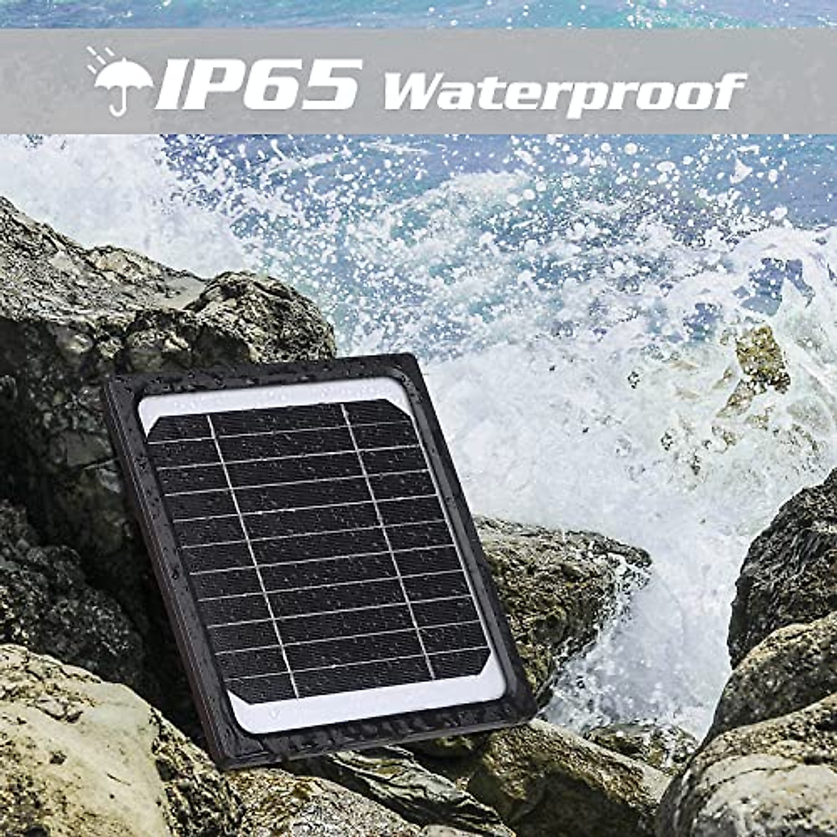 5W Trail Camera Solar Panel, 12V Solar Battery Kit Build-in 5200mAh Rechargeable Battery, Hunting Accessories for Game Camera IP65 Waterproof, Continuous Solar Power for Cameras