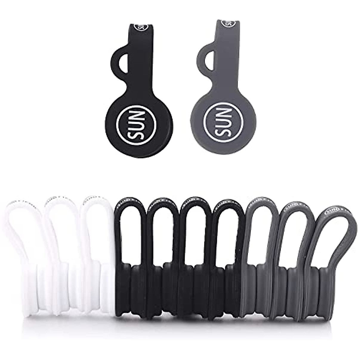 SUNFICON 10 Pack Earbuds Cords Organizers Magnetic Cable Clips Organizers Bookmark Clips Whiteboard Noticeboard Fridge Magnets USB Cable Manager Keeper for Home Kitchen Office School,Gray White Black