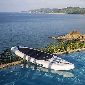 TOWER Inflatable 10’4” Stand Up Paddle Board - (6 Inches Thick) - Universal SUP Wide Stance - Premium SUP Bundle (Pump & Adjustable Paddle Included) - Non-Slip Deck (Adventurer 2-10'4")