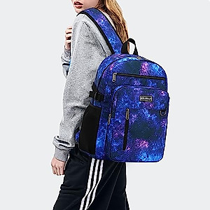 MIRLEWAIY Classical Daypack Lightweight Teen Girls boys Bookbag Fashion Backpacks Work Bag for school, Black Purple Space