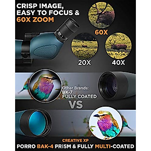 HD Spotting Scope with Tripod 20-60x80mm + LTE 4G Cellular Trail Cameras - BAK 4 Prism Spotting Scopes for Target Shooting Hunting Astronomy Bird Watching - 100% Waterproof Shockproof IP67