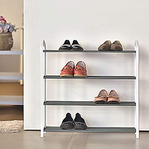 Moxeay 4-Tier Shoe Rack Storage Organizer Stackable Shoe Shelf Freestanding Shoe Rack for Entryway Hallway, Closet, Bedroom, Hold Up to 12 Pairs of Shoes, 24.4"x7.48"x24.4"