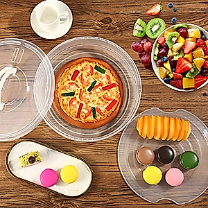 2 Pack 12 inch Food Storage Container with Lid and Handle, Reusable 2 Compartments Pizza Slice Storage Container, Pizza Storage Container Round for Cheese Cake, Corn Pie, Fruit White Clear Visible