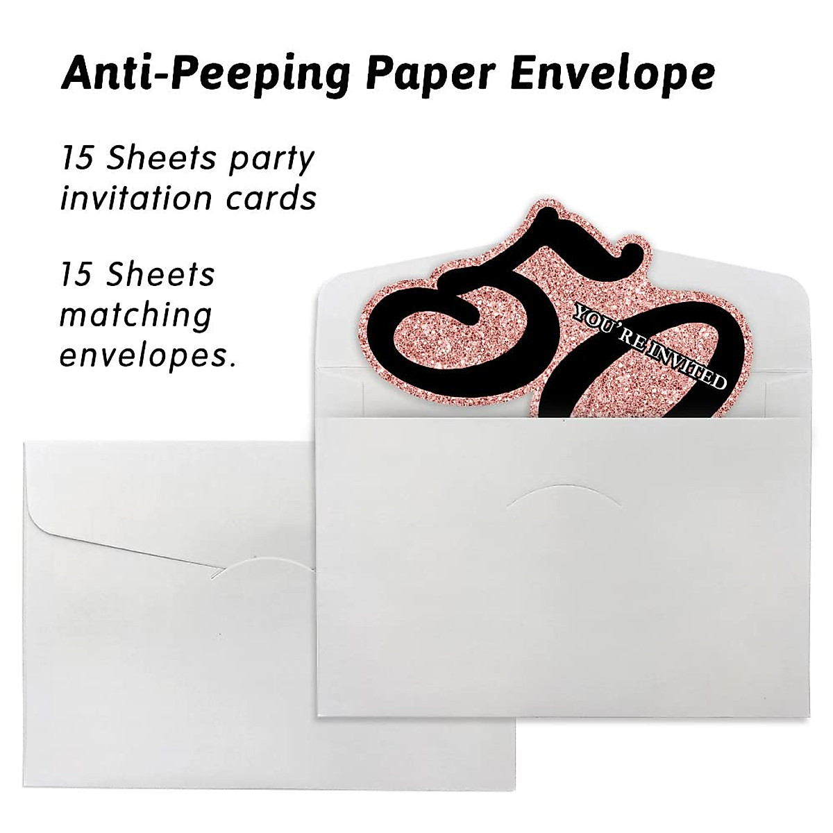 Cusrtyh 15 Sheets 50th Birthday Party Invitations card with with 15 Envelopes，50th Birthday Party ，50th Celebration，Birthday Party Invitations Cards For Adults，Shaped Fill-In Invitations