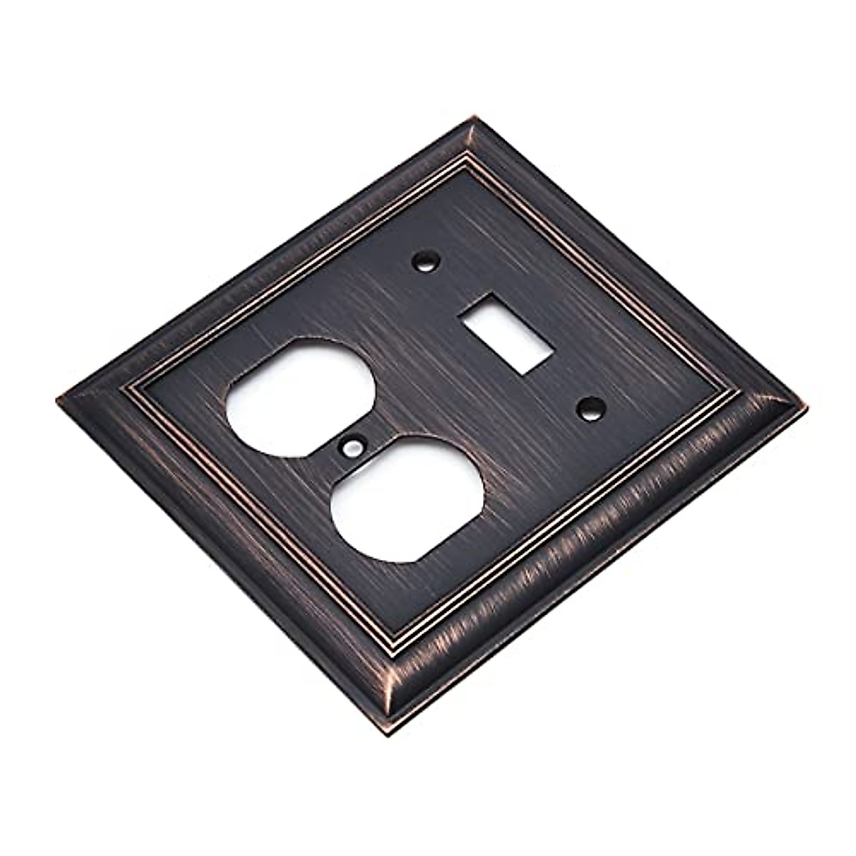 Amazon Basics Decorative 2-Gang Duplex Combination Wall Plate - 2-Pack, Oil Rubbed Bronze