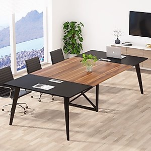 Tribesigns 8FT Conference Table, 94.5L x 47.2W inch Large Modern Meeting Table, Seminar Training Table with Grommet Holes for Office Conference Room