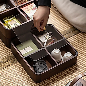 AMABEAgwsnh Kitchen Organization Solid Wood Household Commercial Dried Fruit Storage Box Partition with Lid Snack Snack Dried Fruit Box