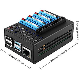 GeeekPi GPIO Screw Terminal Block Breakout Board HAT with Case for Raspberry Pi, GPIO Expansion Board Breakout Module with GPIO Status LED for Raspberry Pi 4B Only