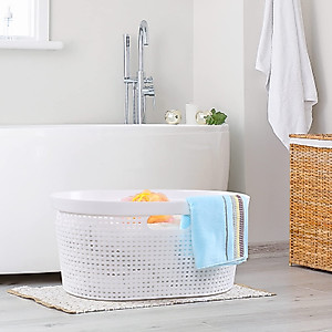 Ponpong 42 L Plastic Laundry Hamper, Plastic Laundry Basket with Cut-Out Handles, 4 Packs