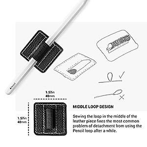 TineeOwl Pen Holder for Apple Pencil (Improved), Adhesive Loop for Books, Surface Laptop, Journal & More - 3M Self-Adhesive Vegan Leather Elastic Pencil Loop (3 PACK) - Black
