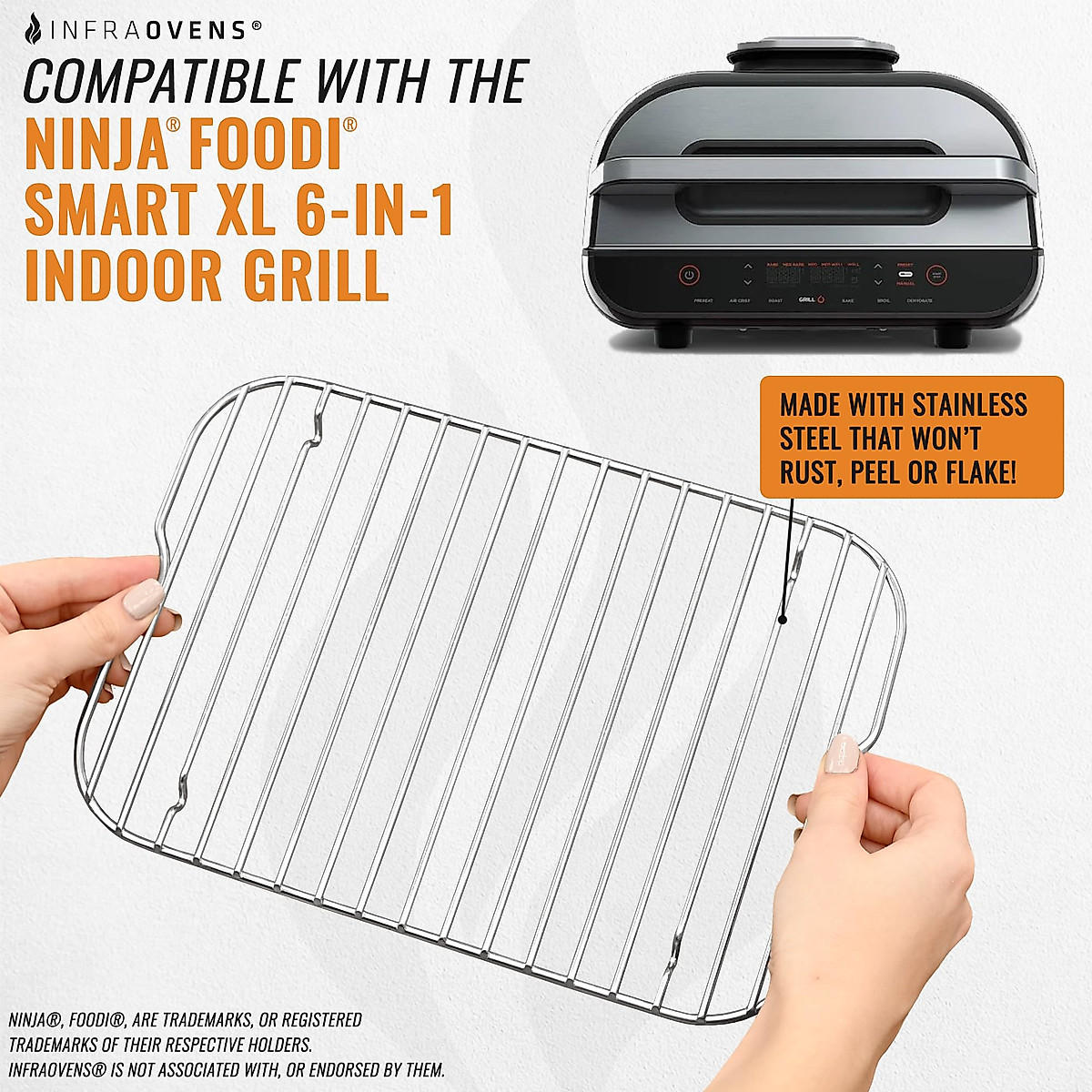 Air Fryer Rack Accessories for Ninja Foodi Smart XL 6-in-1 FG551 and Reusable Liner Accessory for Indoor Grill and Airfryer Cooking, Baking and Dehydrating, Stainless Steel, Paper Liner Replacement