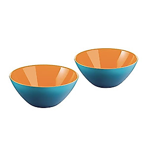 Guzzini My Fusion Small Bowls, Set of 2, BPA-Free Shatter-Resistant Acrylic, 4-3/4 inch Diameter, Ideal for Desserts, Soups and Sides, Blue, Orange