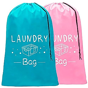 Sylfairy 2 Pack Extra Large Travel Laundry Bag, Dirty Clothes Organizer with Drawstring,Heavy Duty Travel Laundry Bags,Easy Fit a Laundry Hamper or Basket Travel Essentials