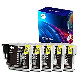 Esiwerjob Compatible LC61 LC65 Black Ink Cartridge Replacement for Brother LCBK61 LC65BK Ink with MFC290C, MFC490CW, MFC5490CN, MFC5890CN, MFC6490CW Printer (5 Pack)